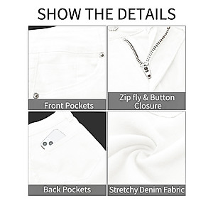 GRAPENT Womens Pants - Slim Fit Denim Leggings, Western Outfit, Skinny Jeans, Off White, XXL/22