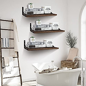 Hoteam 4 Sets of Wide Rustic Floating Shelves Wall Mounted 16.5 x 12 x 4.7 Inches Deep Large Floating Shelves with Large Capacity for Kitchen Living Room Bathroom Bedroom