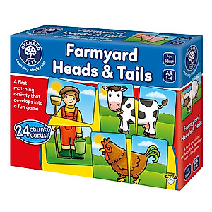 Orchard Toys Moose, Farmyard Heads & Tails Game. A First Matching Activity That develops into a Fun Game. 24 Chunky Cards. Age 18 Months+. 1-4 Players