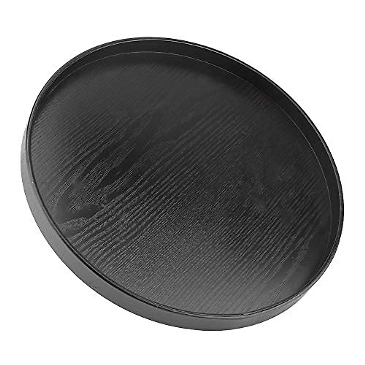 Serving Tray Black Natural Wooden Serving Round Plate with Non-Slip Surface for Tea Coffee Snack Food Meals