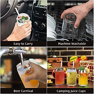 4 Pack Glass Cups with Bamboo Lids and Straws, 16 oz Iced Coffee Cup, Iridescent Drinking Glasses, Beer Glasses, Cute Tumbler Cup, Glass Cups for Valentines Day Gift Cocktail, Party Favors, Juice