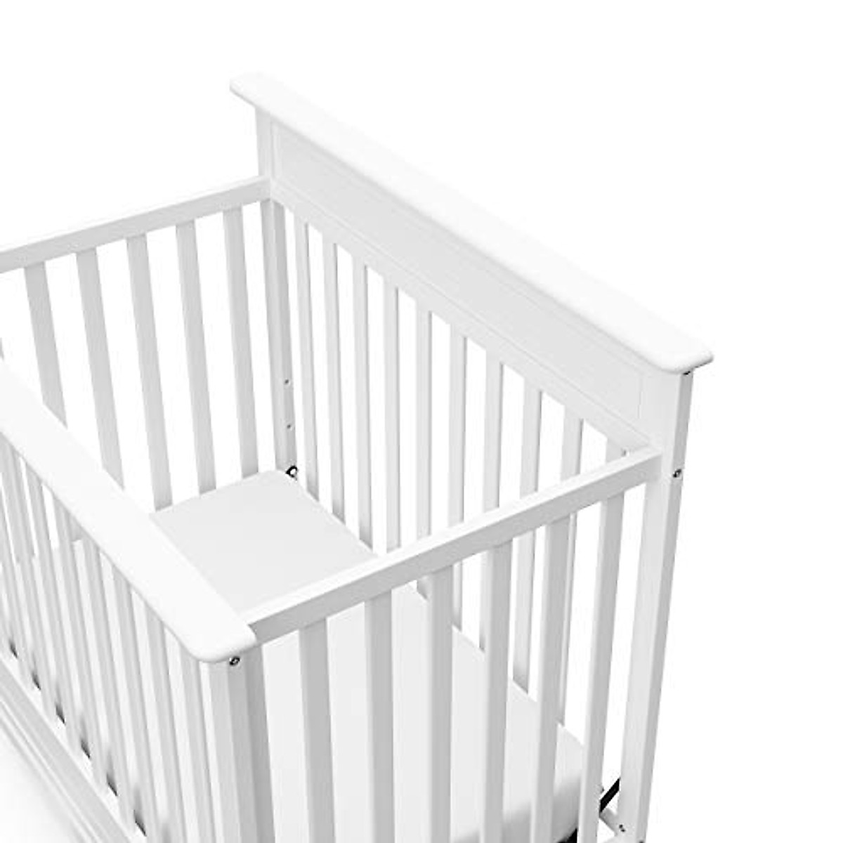 Storkcraft Petal 4-in-1 Convertible Mini Crib (White) – GREENGUARD Gold Certified, Converts to Daybed and Twin-Size Bed, Includes Bonus 2.75-inch Mini Crib Mattress, Mini Crib with Mattress Included