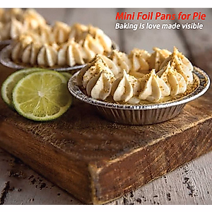 LOYUDEQIU 4 Inch Aluminum Foil Mini Pie Pans 50Pcs - Disposable Small Mini Pie Tins Pot Pie Tins For Bakeries, Cafes, Restaurants - Durable Mini Tart Pans for Pie, Fruit Tarts, Quiche (50, 4 Inch)