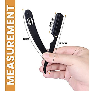 Utopia Care Professional Barber Straight Edge Razor Safety with 100-Pack Derby Blades - 100 Percent Stainless Steel (Black)