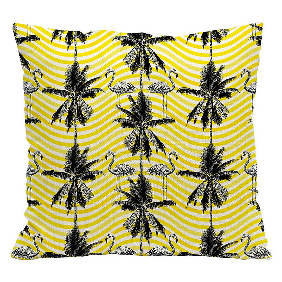 Haotfire Throw Pillow Case Covers, Retro Flamingo Pattern Cotton Blend Linen Square Decorative for Sofa Bedroom Home Decor (C)