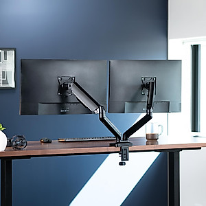 VIVO Dual Monitor up to 32 inches and 19.8 lbs per Screen, Pneumatic Arm Desk Mount, Articulating Counterbalance, VESA Stand, Classic, STAND-V002O