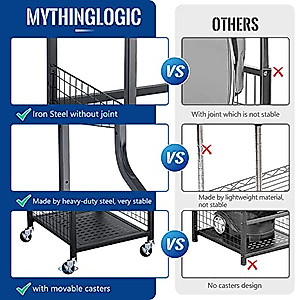 Mythinglogic Golf Bag Storage Organizer Rack-Golf Clubs Organization for Garage, Golf Bag Stand with Movable Hanging Hooks, Golf Equipment and Accessories Storage Racks for Garage,Shed,Basement