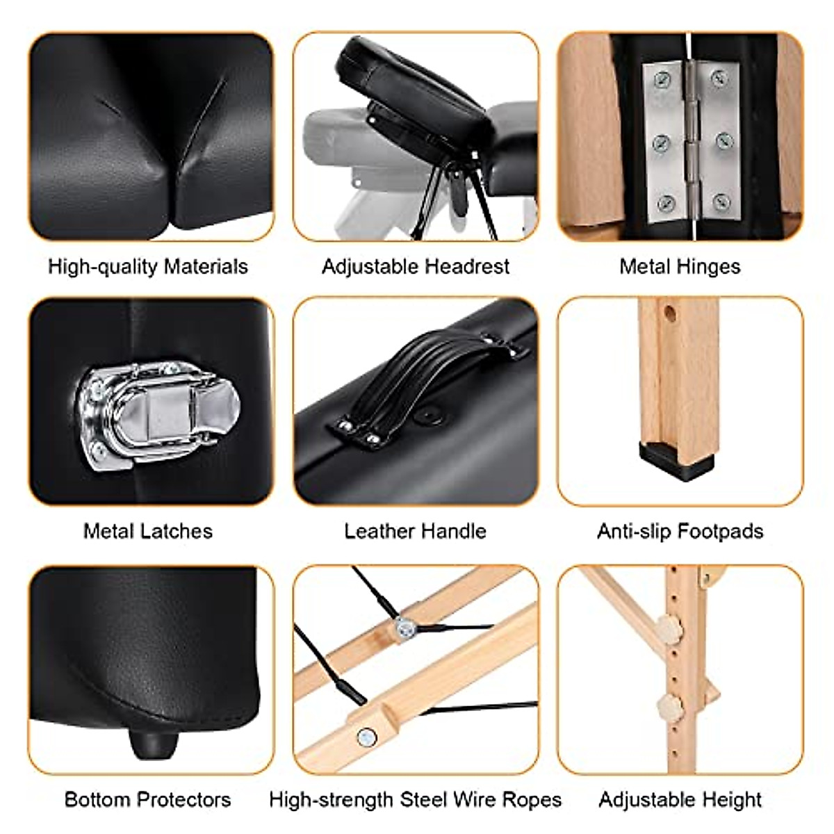 Yaheetech Massage Table Massage Bed Portable Lash Bed for Eyelash Extensions Beauty Tattoo Table Adjustable Black