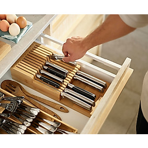 Joseph Joseph DrawerStore Knife Organizer, holds up to 12+ knives, Kitchen Organization & Drawer Storage, Bamboo