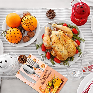 GROBRO7 36Pcs Thanksgiving Cutlery Holders Autumn Silverware Wrap Bag Happy Turkey Day Pumpkin Maple Leaf Tableware Holder Pouch for Knife Fork Fall Harvest Party Supplies for Dinner Table Decor