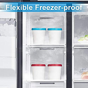 DUNCHATY Ice Cream Containers (Set of 2, 1 Quart Each) Freezer Dessert Containers Reusable Ice Cream Storage Cups with Silicone Lids for Homemade IceCream Frozen Yogurt Sorbet Blue