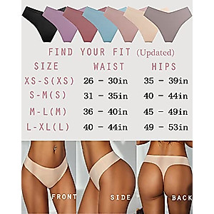 ALL OF ME Seamless Thongs for Women No Show Panties V-waisted Stretch Breathable Sexy Thong Underwear 9 Pack XS-L