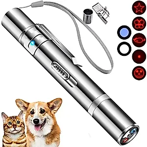 Crispka Laser Pointer Cat Toy,Cat Toy Interactive Red Dot Dog Laser Pointer Toys for Indoor Cat and Dog Play,USB Recharge Long Range 3 Modes Lazer Playpen