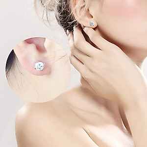 DovEggs Moissanite Stud Earrings for Women Solid 10K White Gold Post 2CTW 6.5MM G-H-I Color Lab Created Moissanite Simulated Diamond Sterling Silver Earrings