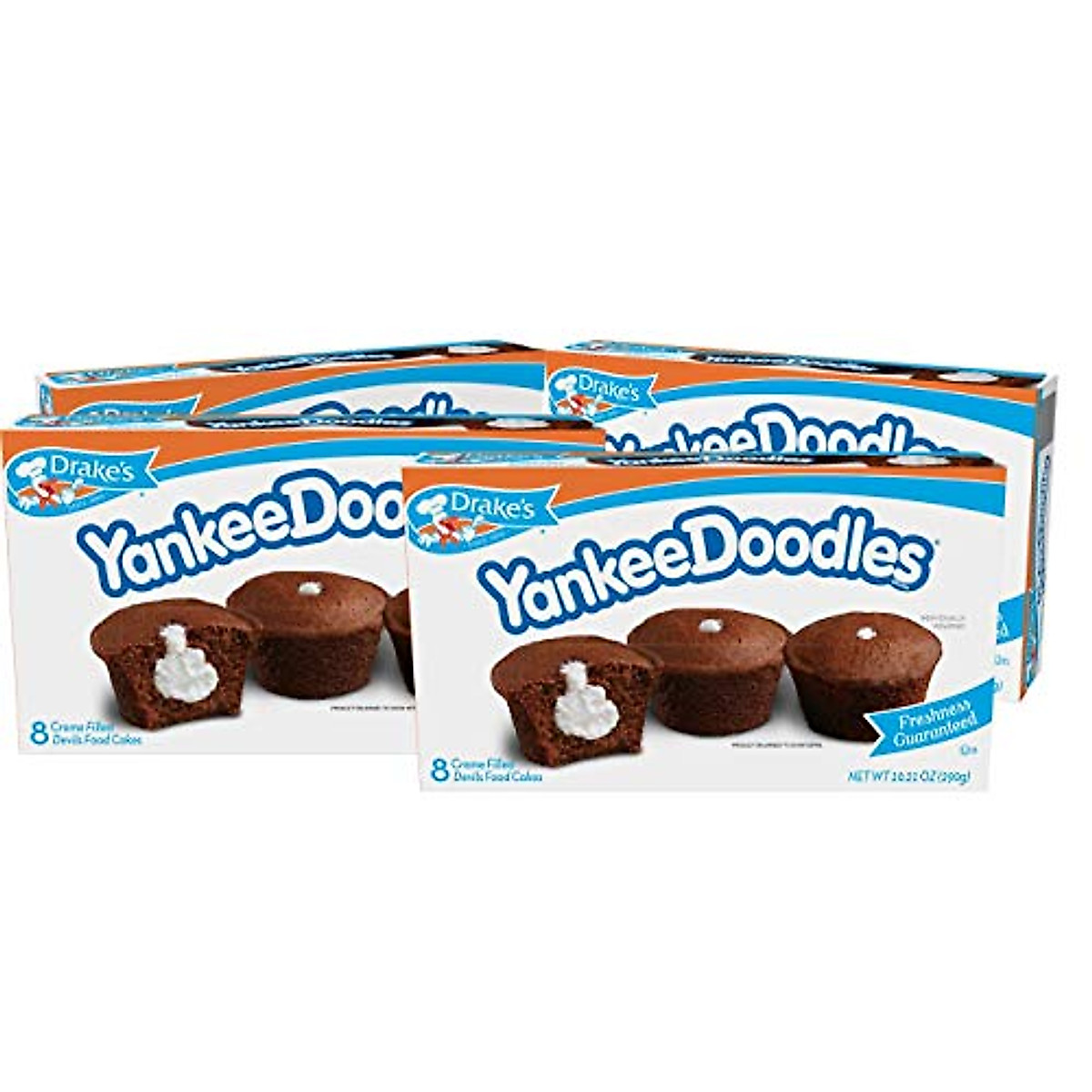 Drake's Yankee Doodles, 32 Individually Wrapped Creme-Filled Devils Food Cupcakes (Pack of 4)