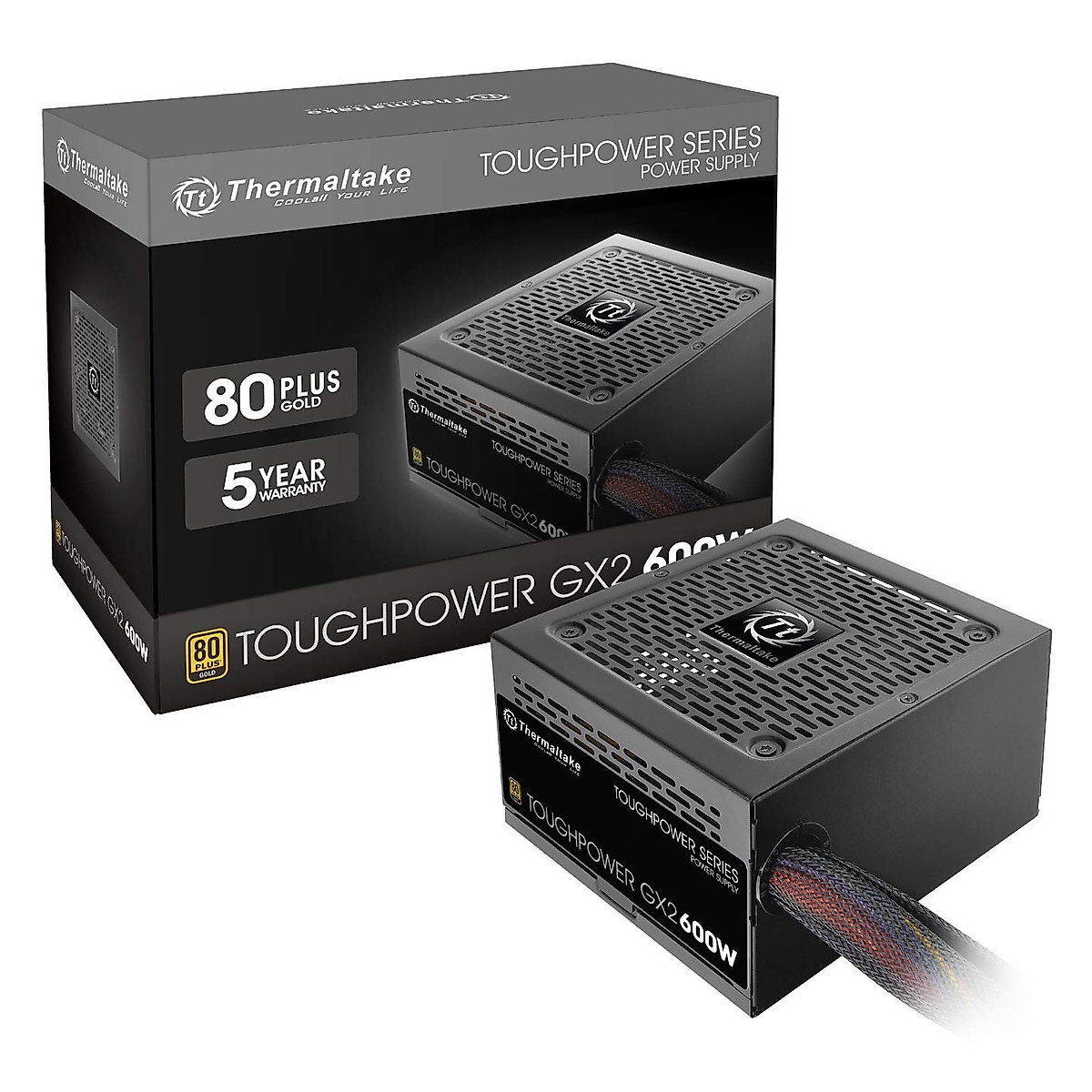 Thermaltake Toughpower GX2 80+ Gold 600W SLI/Crossfire Ready Continuous Power ATX 12V V2.4/EPS V2.92 Non Modular Power Supply 5 Year Warranty PS-TPD-0600NNFAGU-2