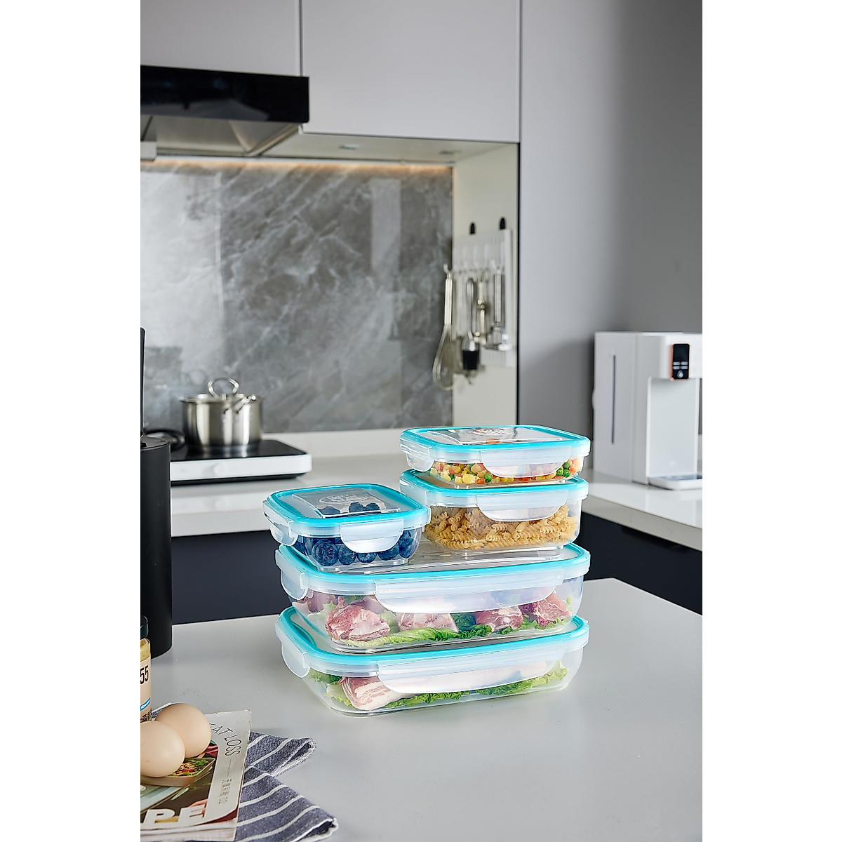 24 Airtight Food Storage Containers set, Freezer Safe, BPA-Free, Leakproof and Microwave/Dishwasher Safe Plastic Pantry Kitchen and Meal Prep Containers, Ideal for Lunch, Leftovers and Kitchen Storage