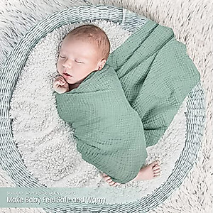 Lulu moon Muslin Swaddle Blanket Baby Receiving Blankets Neutral, 2 Pack, Sage