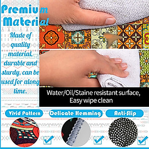 XIQIHEYUE Crystal Velvet Kitchen Rug Set, Anti-Fatigue Microfiber Comfort Runner, Non-Slip Waterproof Machine Washable Standing Mat, for Kitchen, Home, Laundry (2 Pieces)(15"×23"+15"×47", Bohemian B)