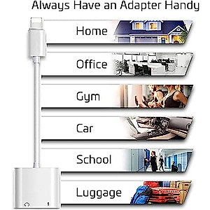 2 Pack Headphone Adapter for iPhone, [Apple MFi Certified] 2 in 1 Lightning to 3.5mm AUX Audio + Charger Splitter Compatible with iPhone 14/13/12/11/XS/XR/X 8/iPad, Support All iOS System