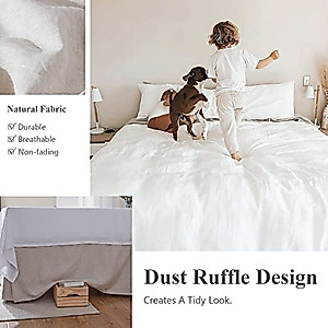 Simple&Opulence 100% Belgian Linen Bed Skirt with Classic 14 inch Tailored Drop Dust Ruffle, Easy Fit Breathable Premium Natural Flax- Basic Linen, California King