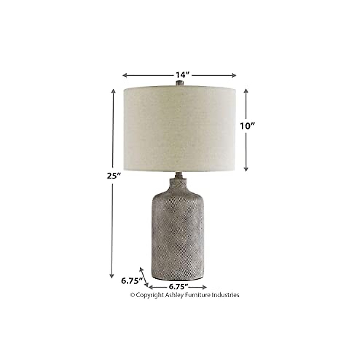 Signature Design by Ashley Linus Modern 25" Ceramic Table Lamp, Natural Stone Finish