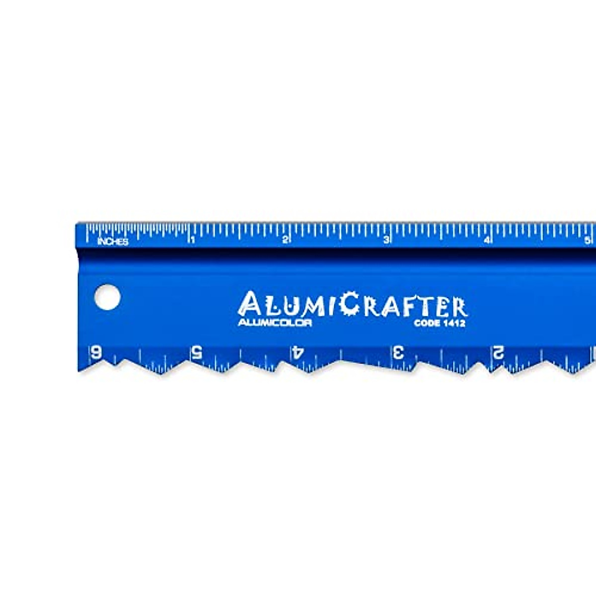 Alumicolor AlumiCrafter Straight Edge Metal Ruler with Unique Deckle Edge, Blue, 12 Inch