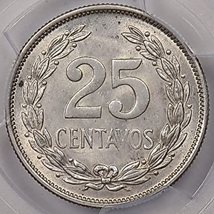 1944 SV El Salvador 1944 25 Centavos PCGS AU 58 PI0060 DE FAIR