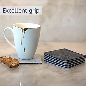 Premium Felt Coasters for Drink, Absorbent Felt Protects Furniture, Table, Desk 4x4 Inch by AA Wonders (Pack of 18, Square)