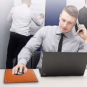 YunQin Leather Jewelry Tray Watch Coin Change Key Phone Catchall Valet Tray for Storage Nightstand Organizer Leather USB-Mouse pad, Easy to Clean Coffee Cup pad (Black)