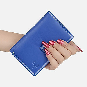 ALPHAHIDE Genuine Leather Wallet for Women - RFID Blocking Ladies Wallet - Multi Coloured Purse - Credit Card holder with Zip Coin Pocket - Gift Boxed