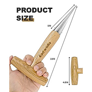 Dibber Garden Tool Seed Planter Tool Dibber Seed Dispenser for Planting Steel Garden Dibber with Wood T-Shaped Handle 11 inch for Gardening,Sowing Seeds,Transplanting Plants,Planting Bulbs,Digging