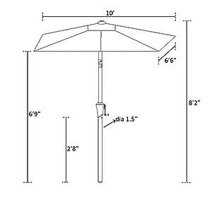 C-Hopetree Rectangular Outdoor Patio Market Table Umbrella with Tilt 6.5 x 10 ft, Aqua Blue