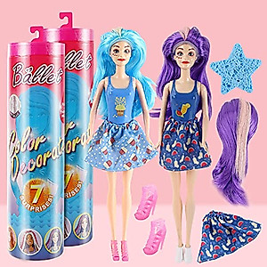 Princess Barbies Color Reveal Doll Blind Box 7 Surprises: 4 Mystery Bags; Water Reveals Doll’s Look & Color Change on face & Hair; Party Series; [Styles May Vary]