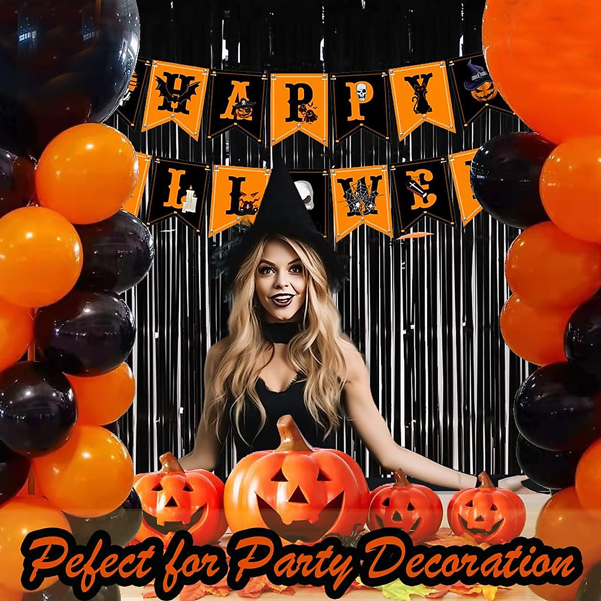 100pcs 12inch Halloween Balloons (Orange and Black Balloons). EUFARS Thicken Latex Matte Balloons for Halloween Decorations
