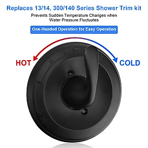 Replacement for Delta Classic 13 Series Single-Function Trim Kit, Black Matte Single Function Shower Valve Trim Kit T13020-BL(Cartridge and Valve Not Included)