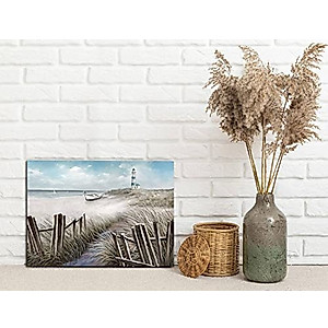 Canvas Wall Art Ocean Seascape Blue Painting Prints Modern Lighthouse Pictures Framed for Bedroom Bathroom Living Room Home Office Decor(11"x15")