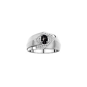 Rylos Fun & Fashionable Beautiful Black Star-Sapphire & Diamond Ring * Size 9