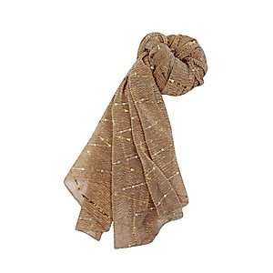 ANKOMINA Women Soft Chiffon Sequin Long Scarf Shawl Fashion Muslim Hijab Head Wrap Scarves,71x28 Inch