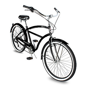 Tracer Taha 26 in Hybrid Beach Cruiser 7 Speed Steel Frame Men's Bicycle, Black