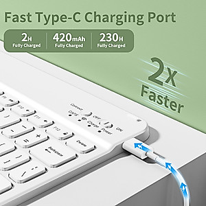 aoub Case for iPad 9th/8th/7th Generation 10.2 inch, Stand Folio Detachable Wireless Bluetooth Keyboard Cover Soft TPU Back Case with Pencil Holder for iPad 10.2 2021/2020/2019, Light Green