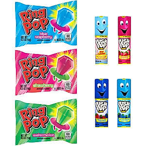 Ring Pop Push Pop 30 Count Summer Candy Box - Assorted Fruity Lollipop Candy Gift Box - Fun Candy For Birthdays, Party Favors, Pool Parties, 4th of July & Summer Fun - Summer Treats Loved by Kids