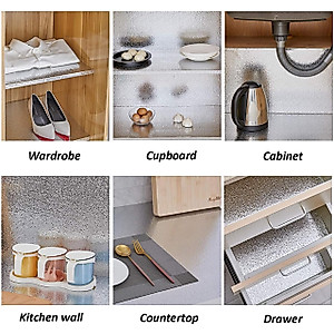 Feisoon Silver Contact Paper Kitchen Backsplash Water/Oil Proof Wallpaper Metallic Peel and Stick Wallpaper 16"X118" Self Adhesive Aluminum Foil Contact Paper for Kitchen Countertop Cabinet Drawer