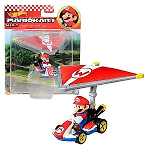 Hot Wheels Mariokart - GVD31 ~ Character Die-cast Toy Vehicle ~ Mario Standard Kart and Super Glider