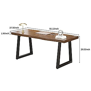 jmzx store Modern Gaming Workbench Solid Wood Desktop Computer Desk Home Minimalist Bedroom Desk Nordic Desk Small Long Table，Rustic Brown 55 inch