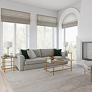 Henn&Hart 45" Wide Rectangular Coffee Table in Brass, Modern coffee tables for living room, studio apartment essentials