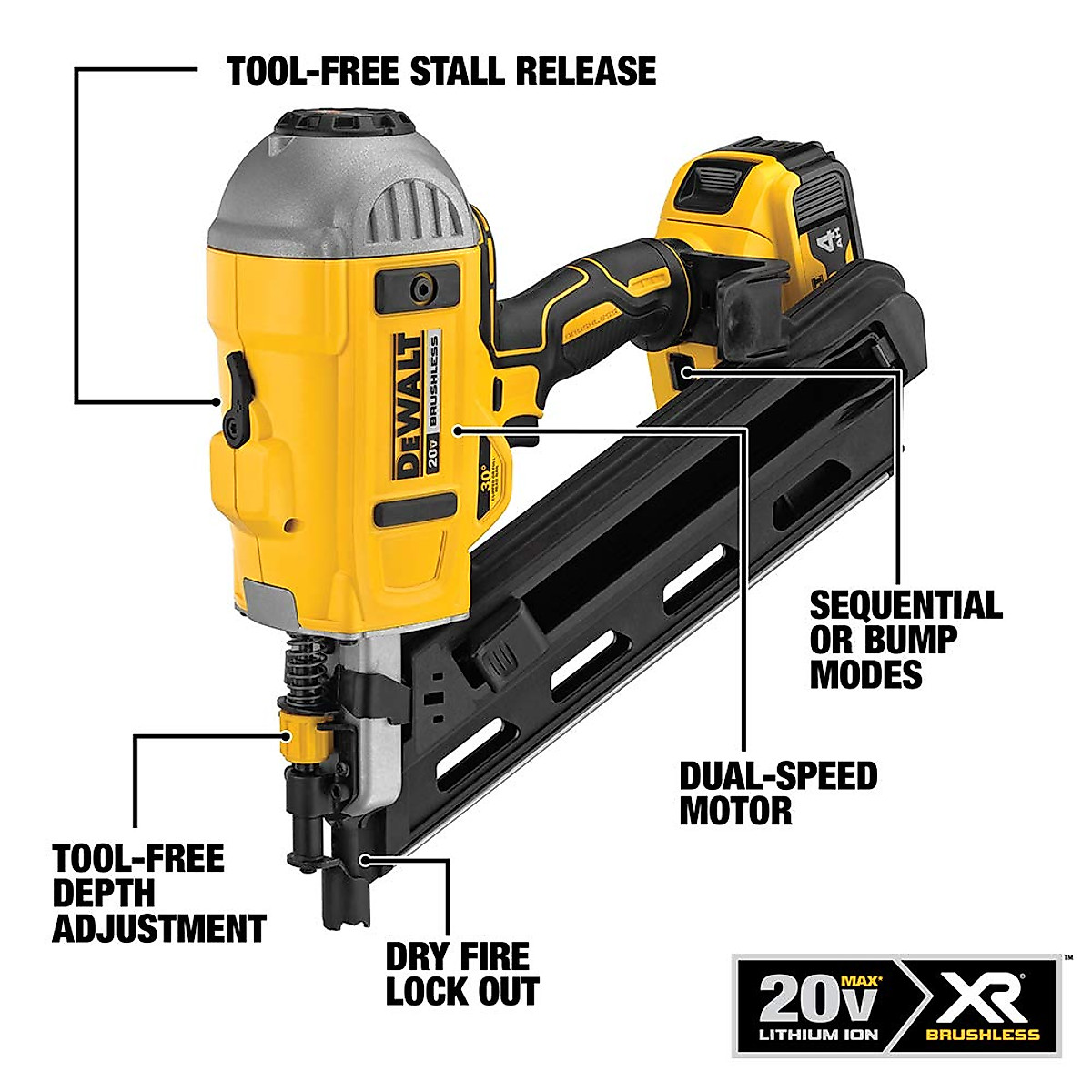 DEWALT 20V MAX* Framing Nailer Kit, 30-Degree, Paper Collated (DCN692M1)