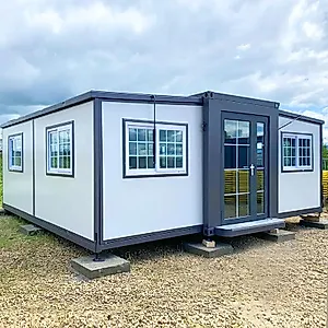 Portable Prefabricated Tiny Home 13x20ft, Mobile Expandable Plastic Prefab House for Hotel, Booth, Office, Guard House, Shop, Villa, Warehouse, Workshop (with Restroom) for Families & Remote Workers