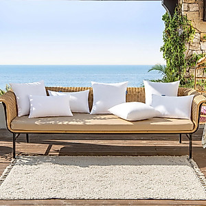 MIULEE Pack of 2 18x18 Outdoor Pillow Inserts, Outdoor Throw Pillows Water-Resistant Decorative Premium Square Pillow Stuffer Sham for Porch Swing Couch Sofa Cushion Patio Furniture