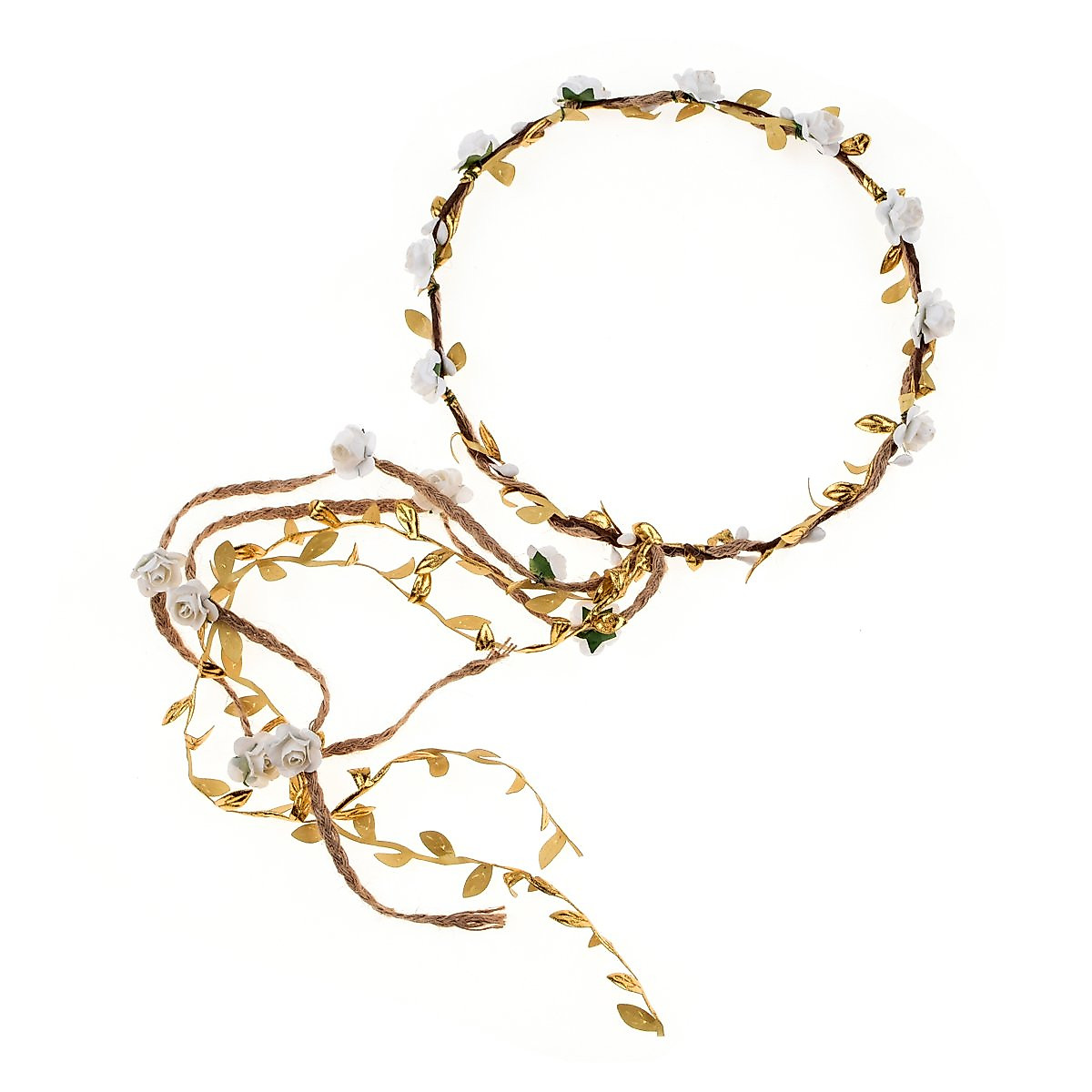 DDazzling Flower Crown Floral Wreath Headband Floral Garland Headbands photo props (Ivory and Gold)